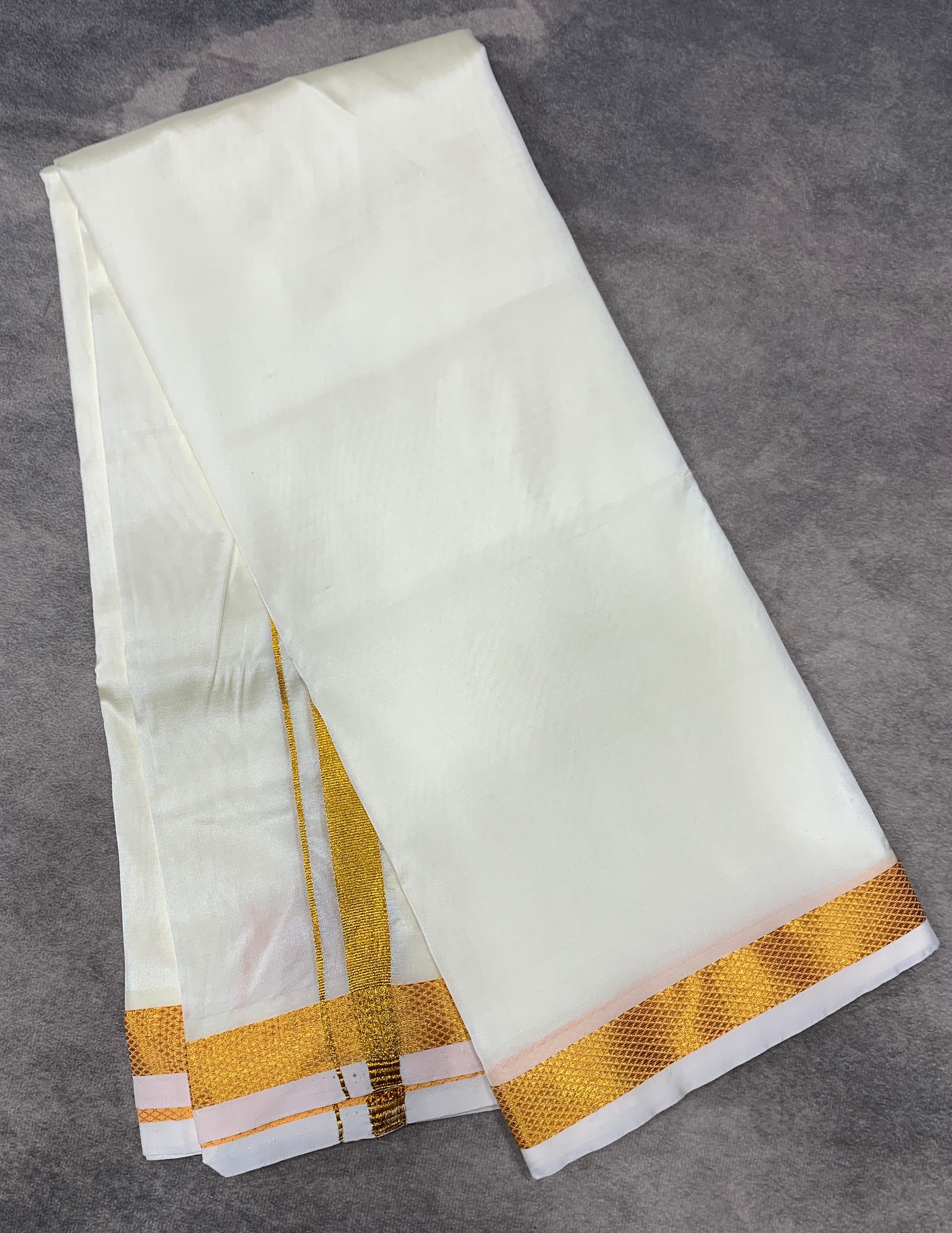 Art Silk Dhoti 8 Mulam Cream Colour Small Border – Kumaran Silk