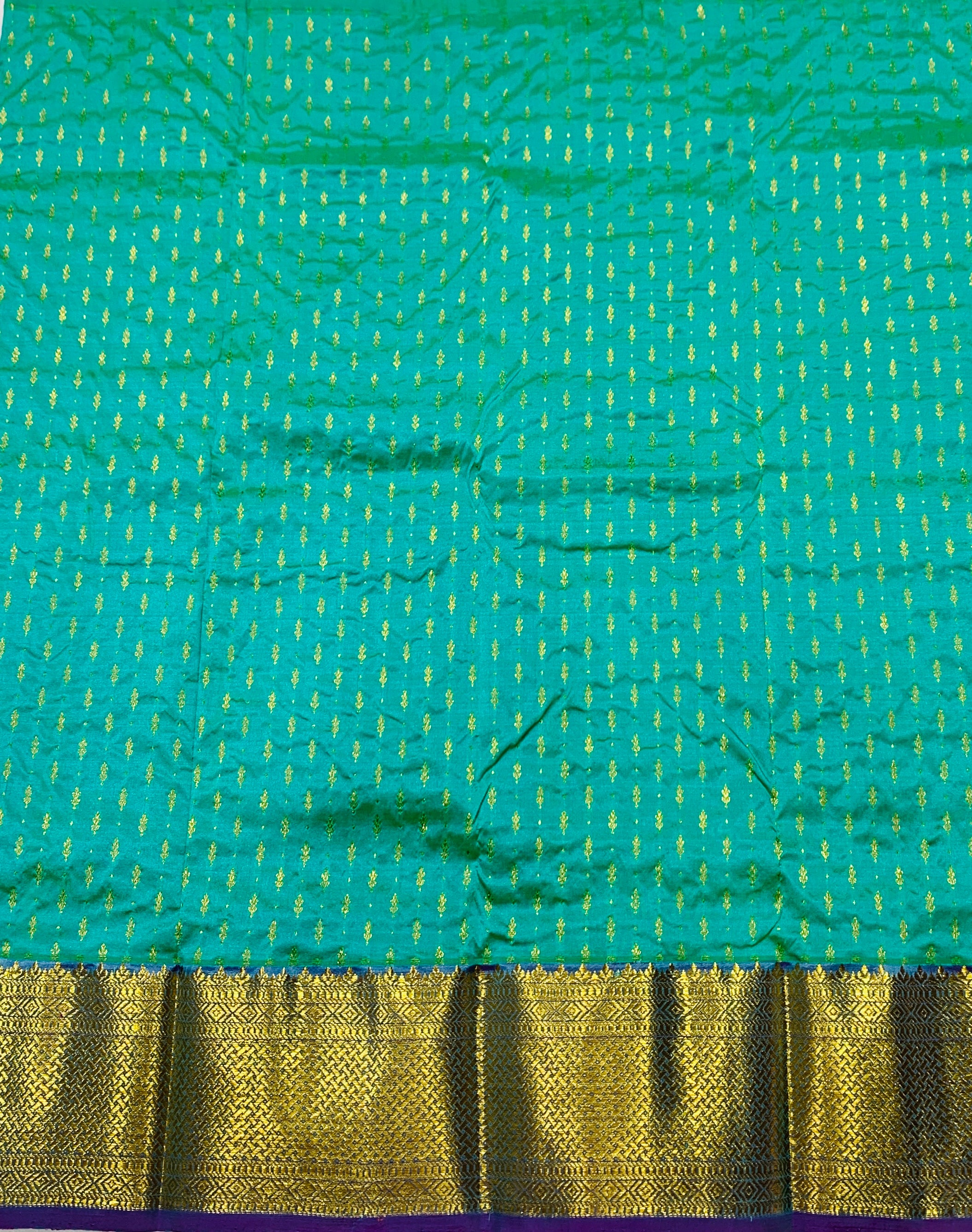 Ramar Green shade Pure Kanchipuram Kids Pattu Pavadai with Contrast bo ...